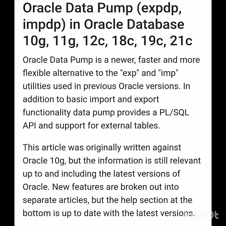 What are Data Pumps in Oracle Database ? #viral #shortvideo #oracledatabase #datapump - YouTube