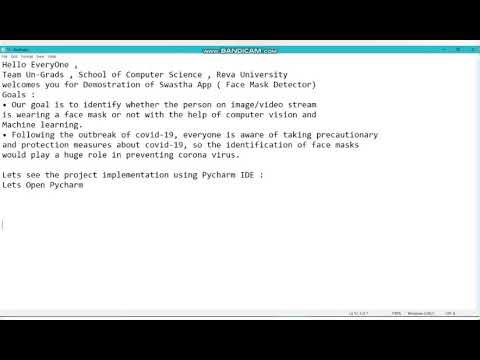 SWASTHA APP ( Face Mask Detector) - Reva Hackathon 2020 Team Un-Grads. - YouTube