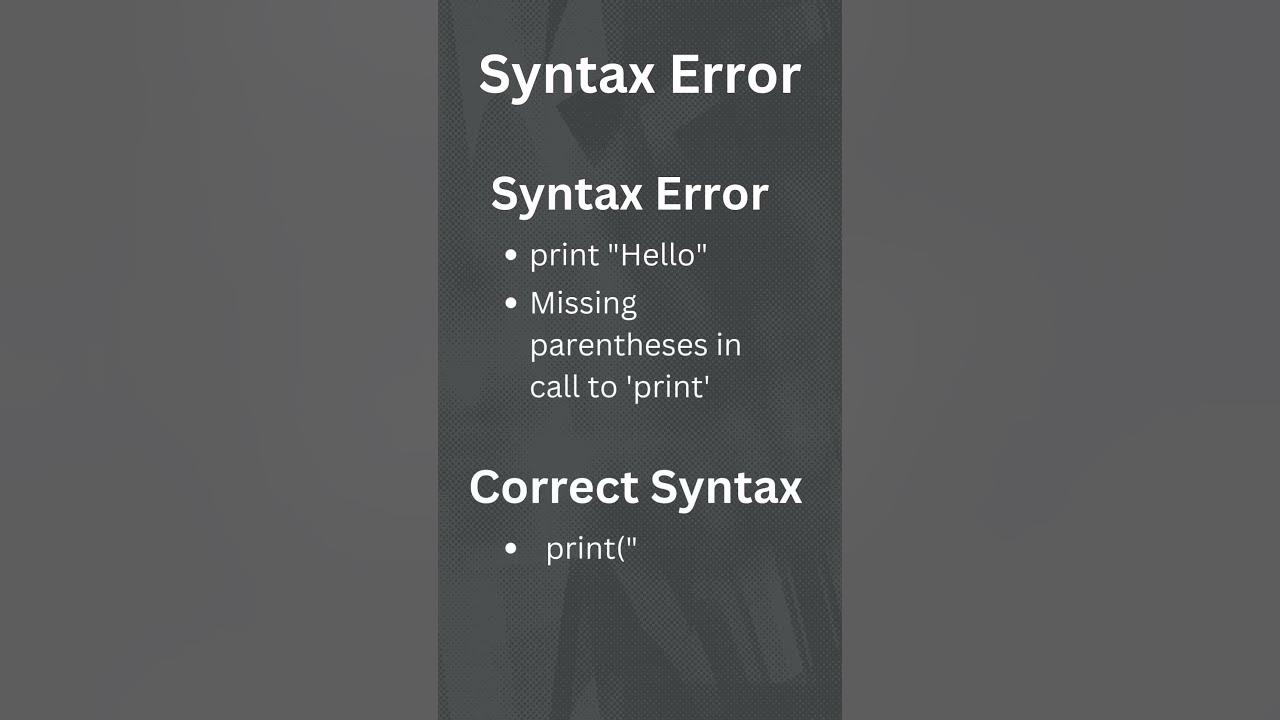 Syntax vs Semantic Error #shorts #semanticerror #syntaxerror #error # ...