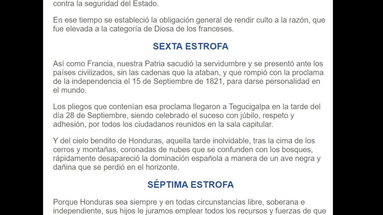 SEXTA ESTROFA EXPLICACION HIMNO DE HONDURAS - YouTube