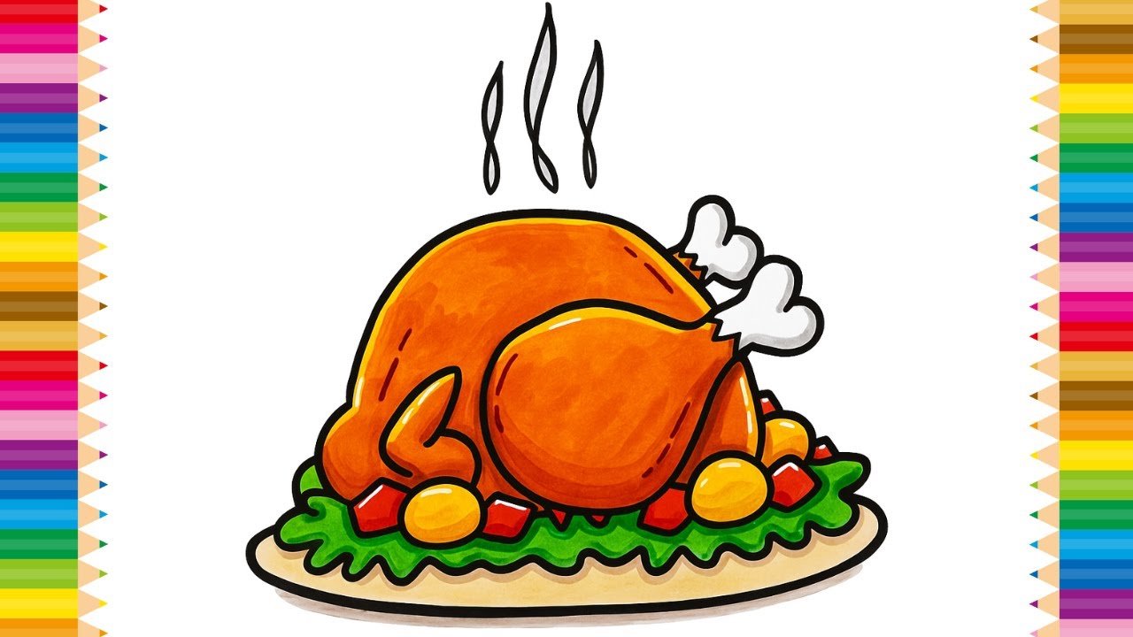 How to Draw a Cute Turkey for Kids – Easy Thanksgiving Art Tutorial ...