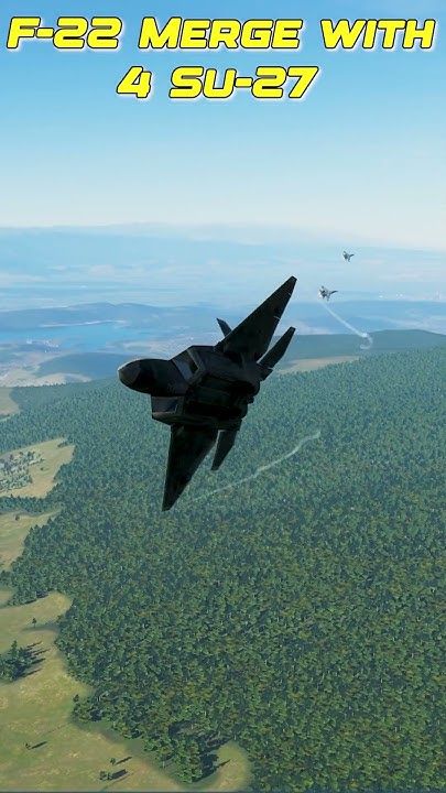 USA F-22 merges with 4 Russia SU-27s - YouTube