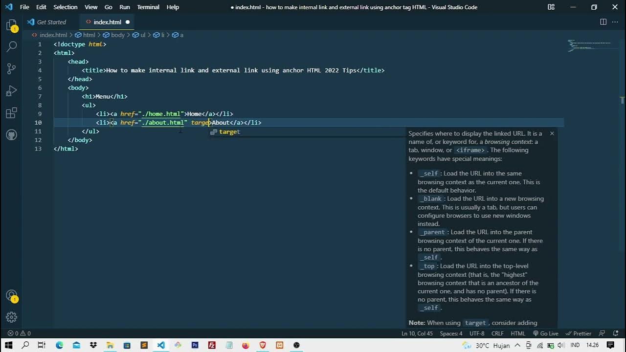 How To Make Internal Link and External Link Using Anchor Tag HTML 2022 ...