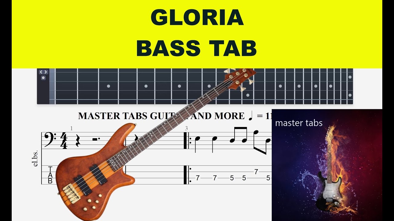GLORIA | THEM | GuitarBass Tab | #tutorial #Mastertabs# ...