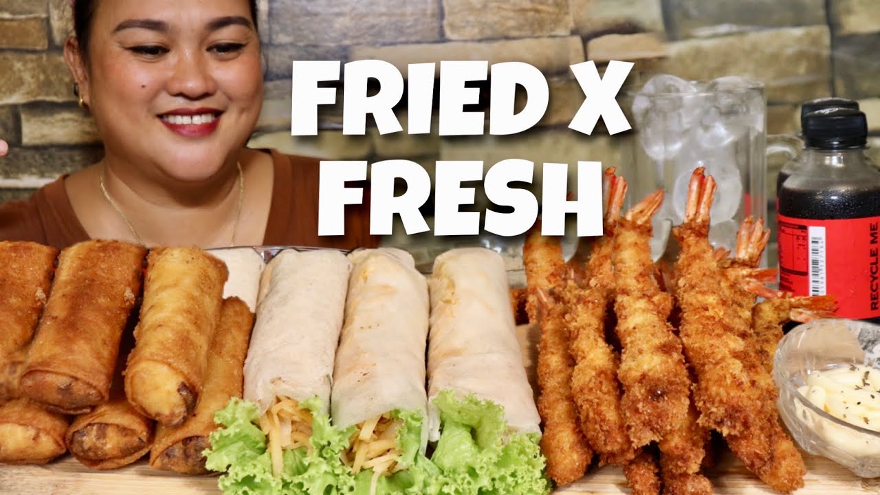 FRIED & FRESH LUMPIANG UBOD + FRIED SHRIMP(EBI FRY) Pinoy Mukbang W ...
