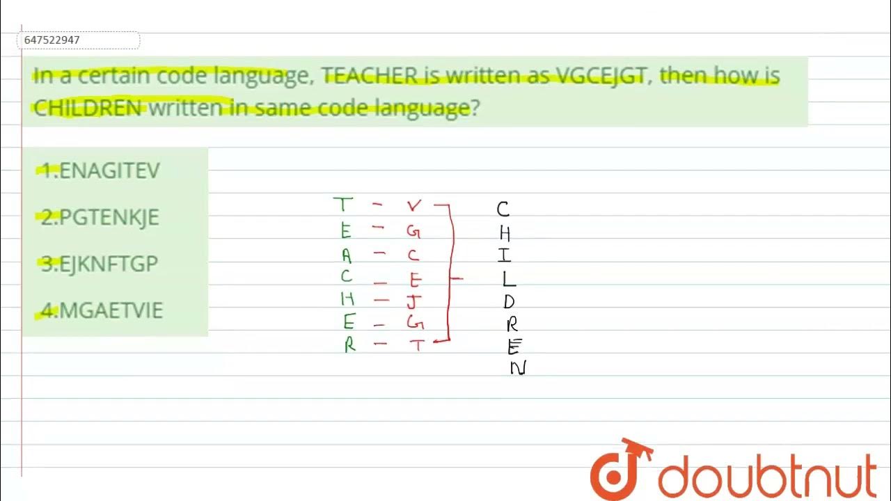 In a certain code language, TEACHER is written as VGCEJGT, then how is CHILDREN written in same ...