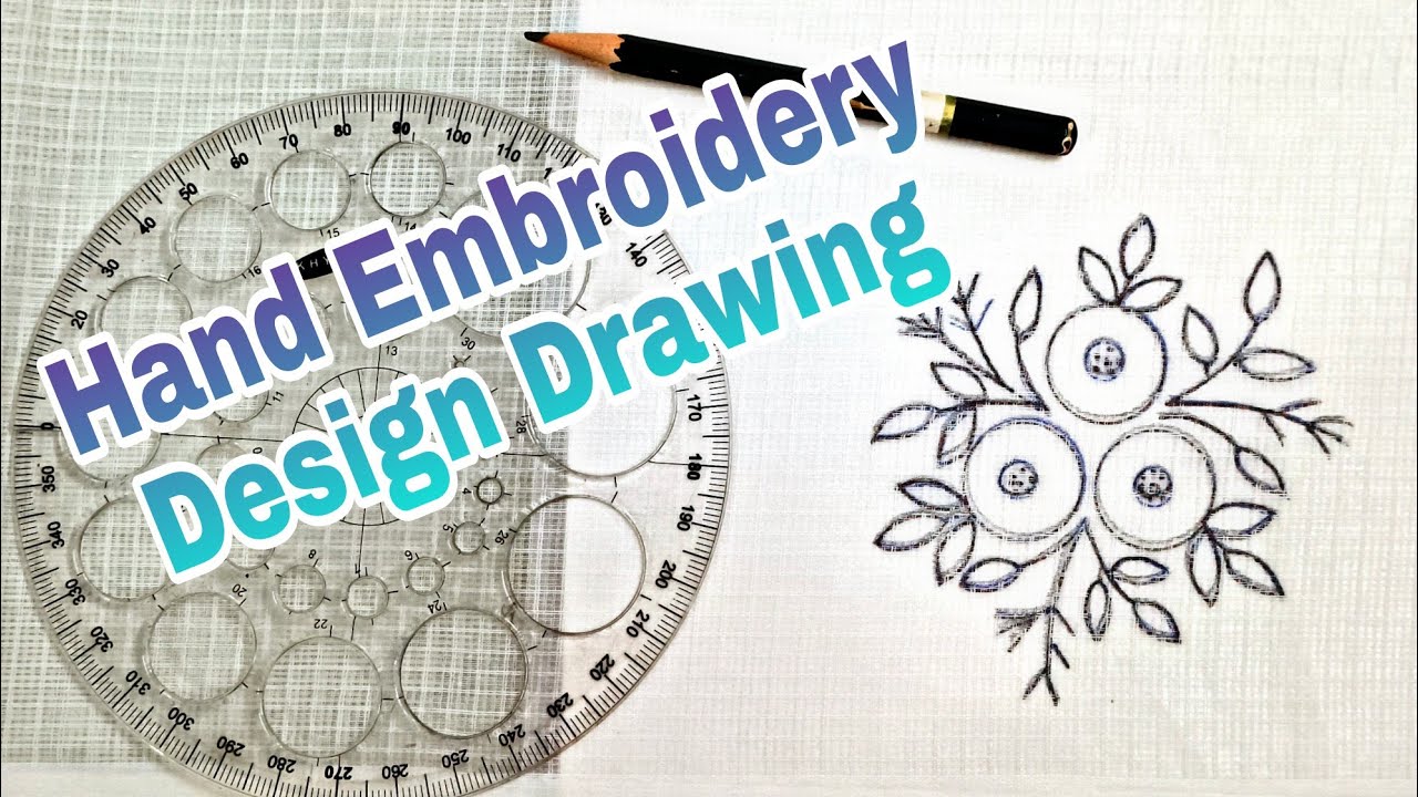 Hand Embroidery Design Drawing in Saree and Kurti | Easy Pencil drawing ...