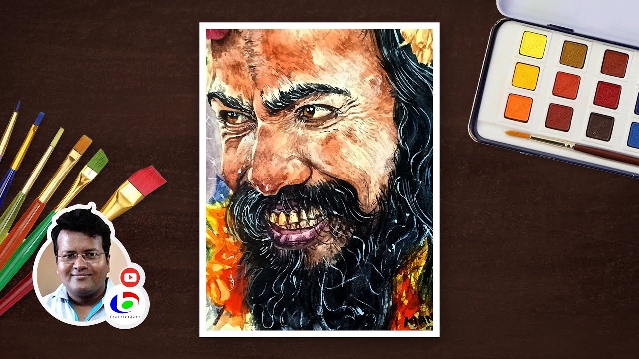 Sadhu Drawing Step By Step | Sadhu Watercolor Painting | Watercolor ...
