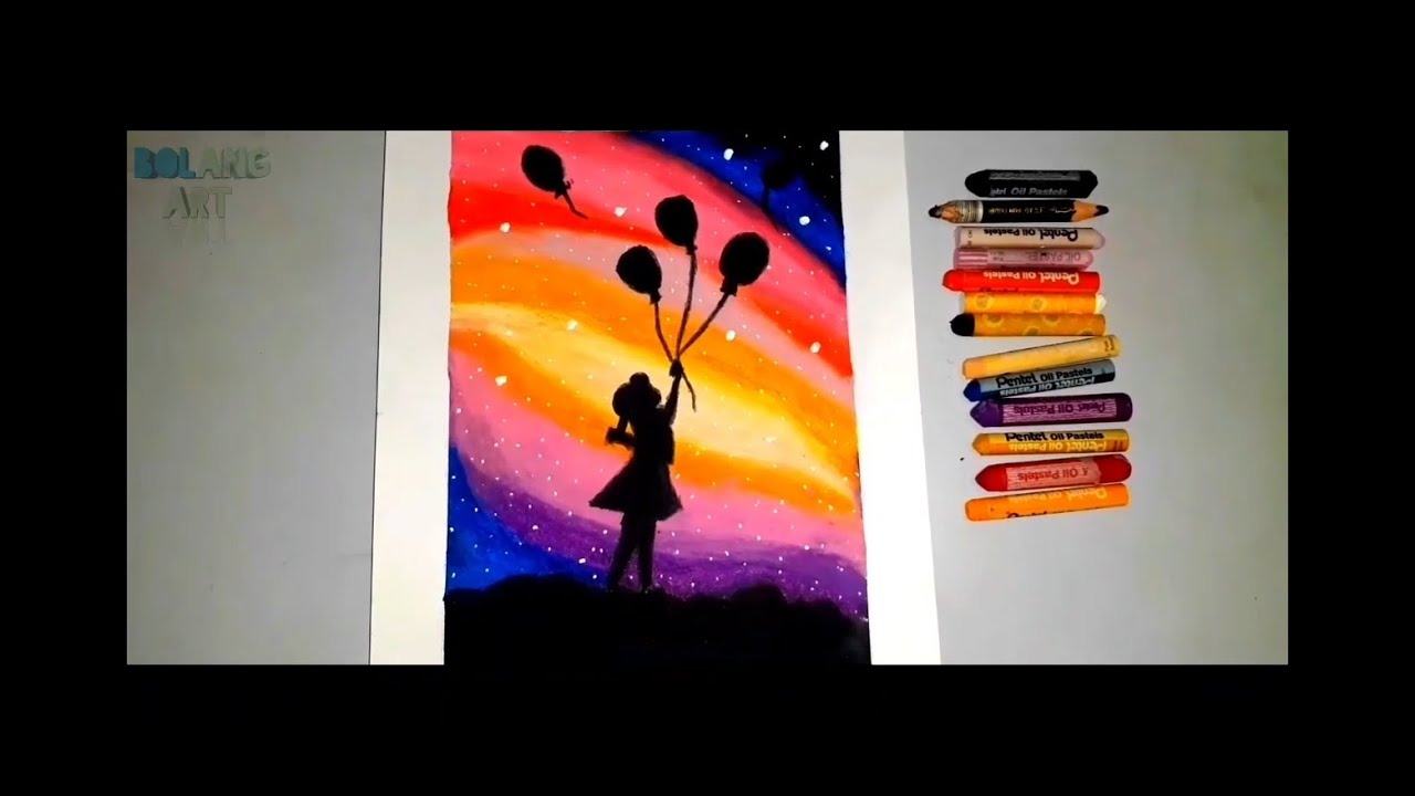 cara mudah menggambar dan mewarnai dengan crayon /how to draw with oil ...