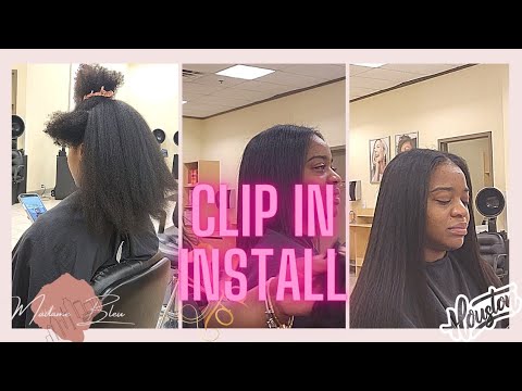 MINI TUTORIAL| CLIP IN INSTALL 🩷 KINKY STRAIGHT HAIR🩷 - YouTube