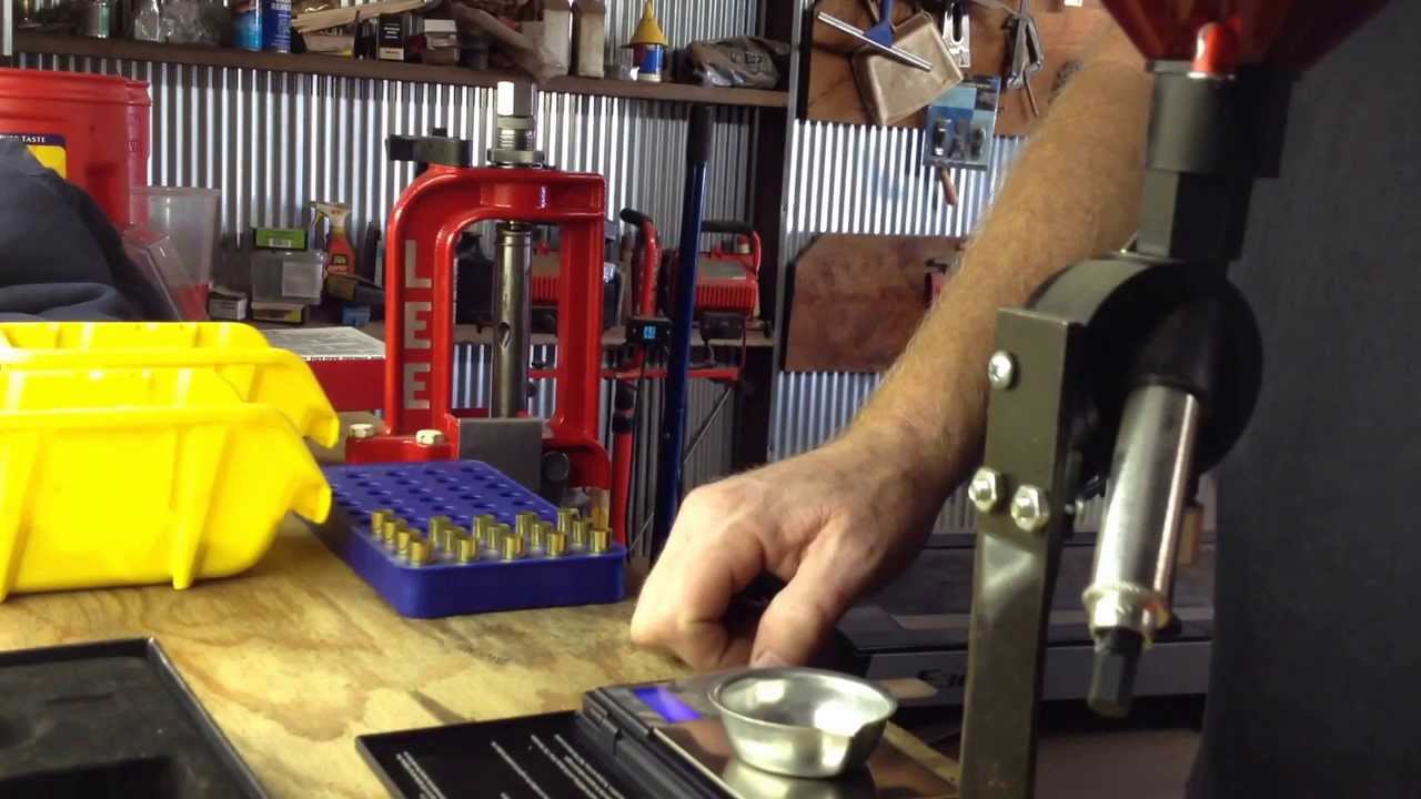 Charging 9mm brass using Lee Perfect Powder Measure and powder through ...