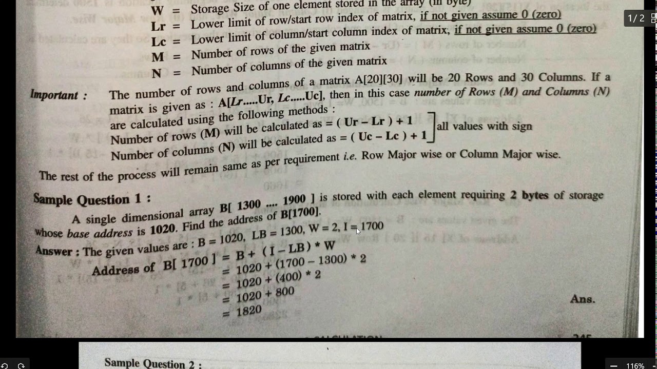Memory Address Calculation Class 12 Isc Java Youtube