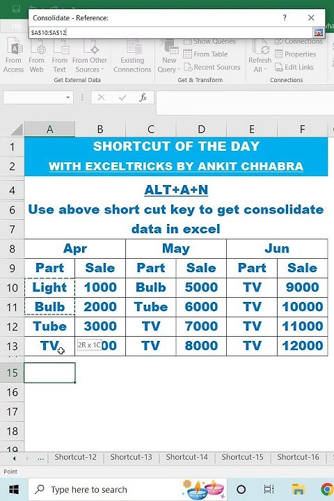 Consolidate Data In Excel With Shortcut Key - YouTube