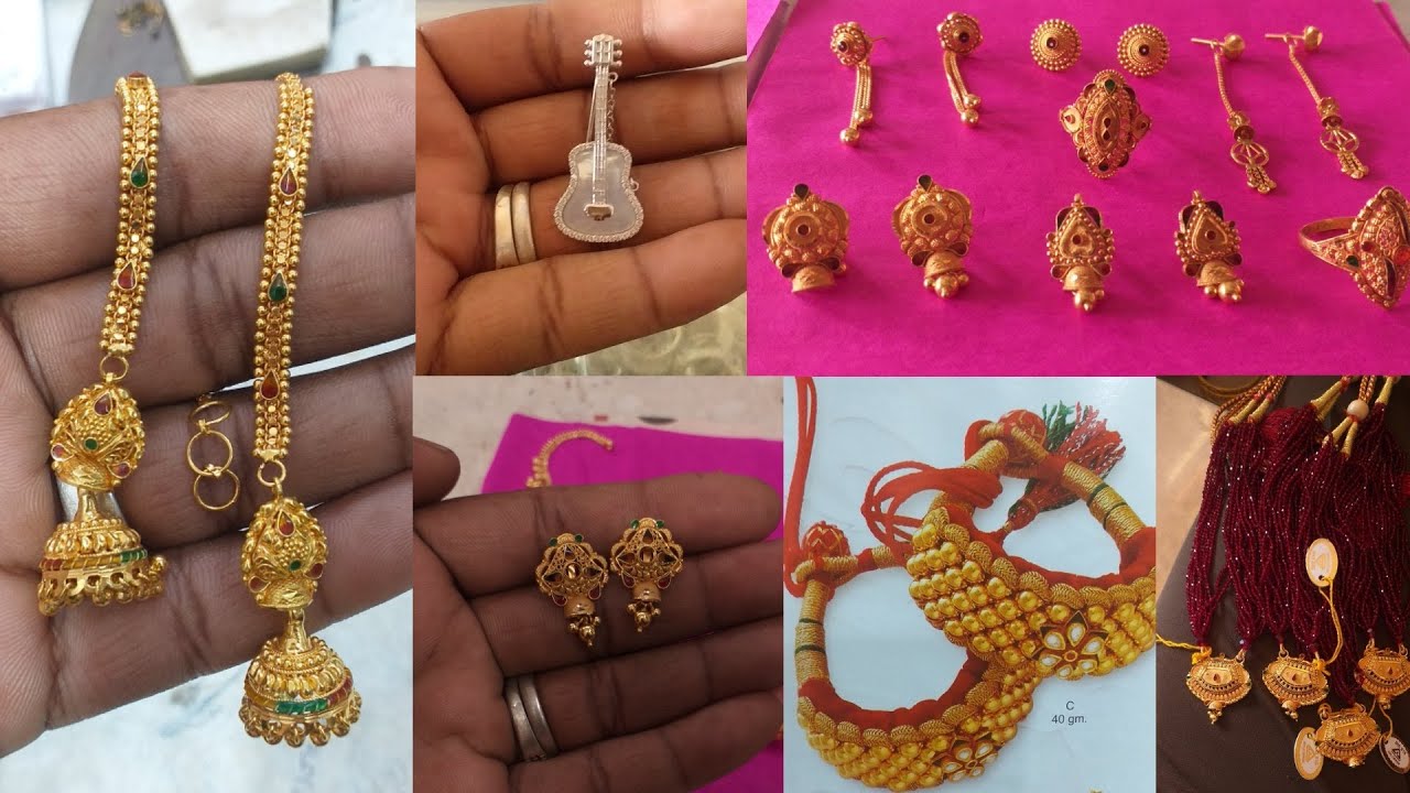 latest gold jhumka design| gold puchi design| gold mangalsutra design ...