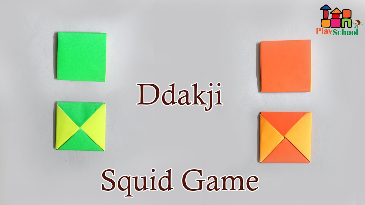 DIY Paper Ddakji Squid Game | Paper Folding Craft | Play School - YouTube