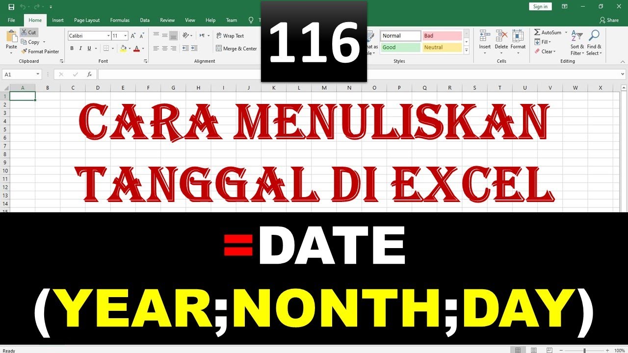 cara menuliskan tanggal di excel - YouTube