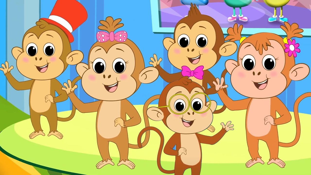Five Little Monkeys, Numbers Song and Cartoon Video for Babies - YouTube