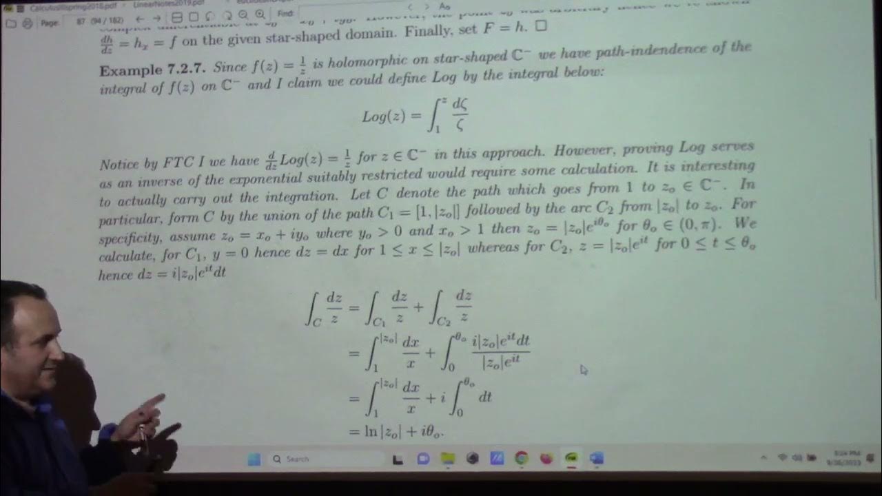 Complex Analysis: integration, FTC II and I, examples, pacman limit, 9-26-23 part 2 - YouTube