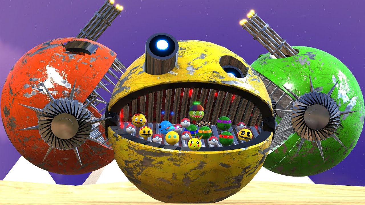 PACMAN VS ROBOT PACMAN WITH POKEMON BATTLE IN THE RING - YouTube