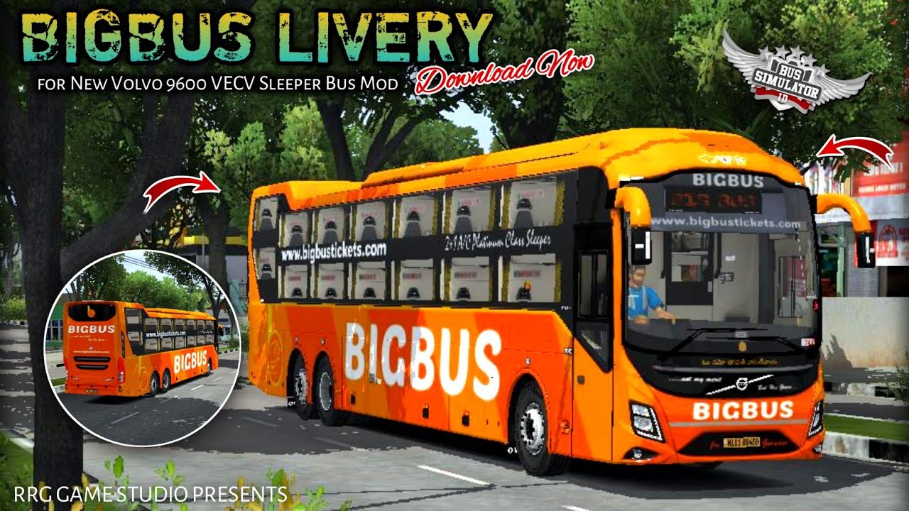 🤩🔥BigBus Livery for New Volvo 9600 VECV Sleeper Bus Mod | Bussid v4.2 ...