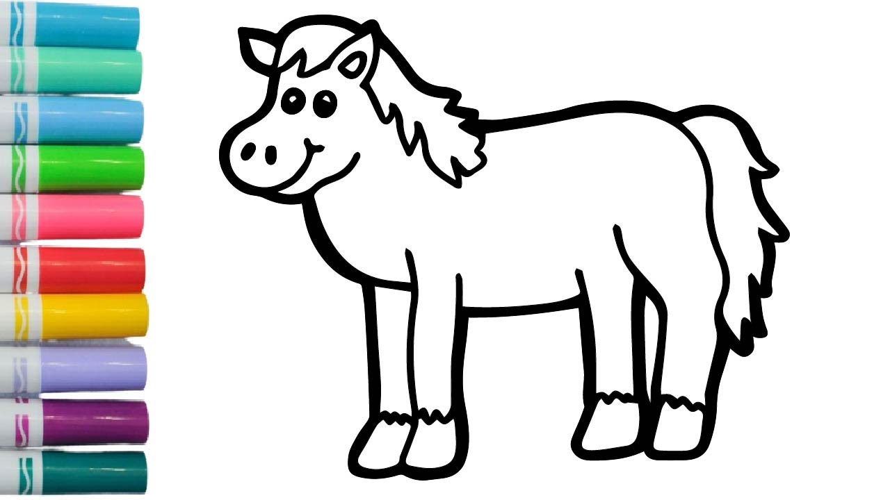Debuja y Colorea un caballo_How to draw a horse for kids_Bolalar uchun ...