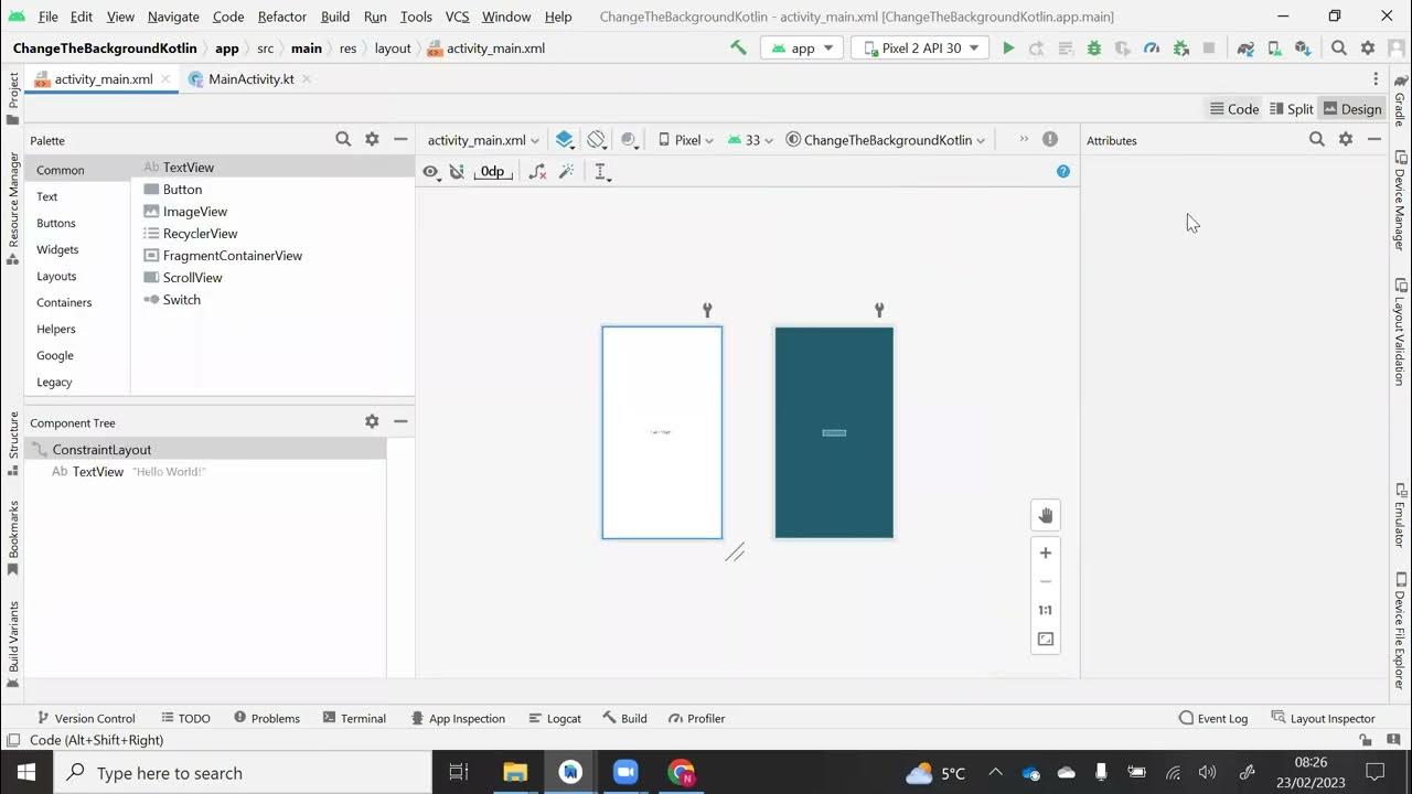 Kotlin Change the Background Part 1 Choosing a Template Layout - YouTube
