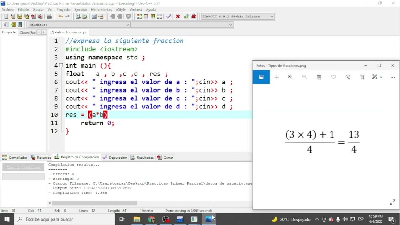 C++ Fracciones complejas 1 // BLOQUE 2 - YouTube