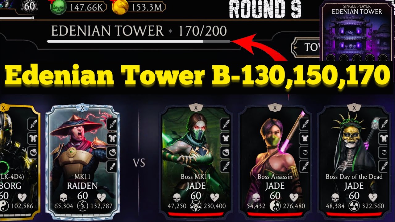 Edenian Tower Boss Battle 170 & 130,150 Fight + Reward MK Mobile - YouTube
