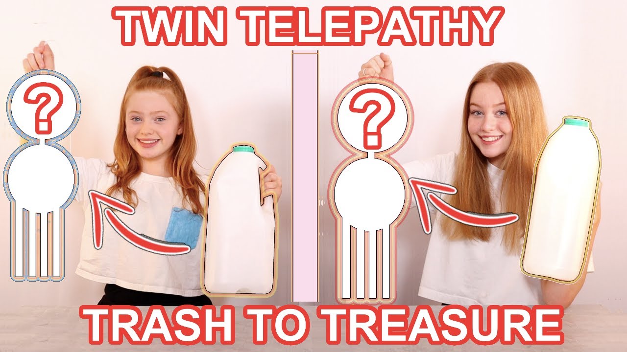 TWIN TELEPATHY TRASH TO TREASURE *DIY Room Decor Art Challenge | Sis Vs ...