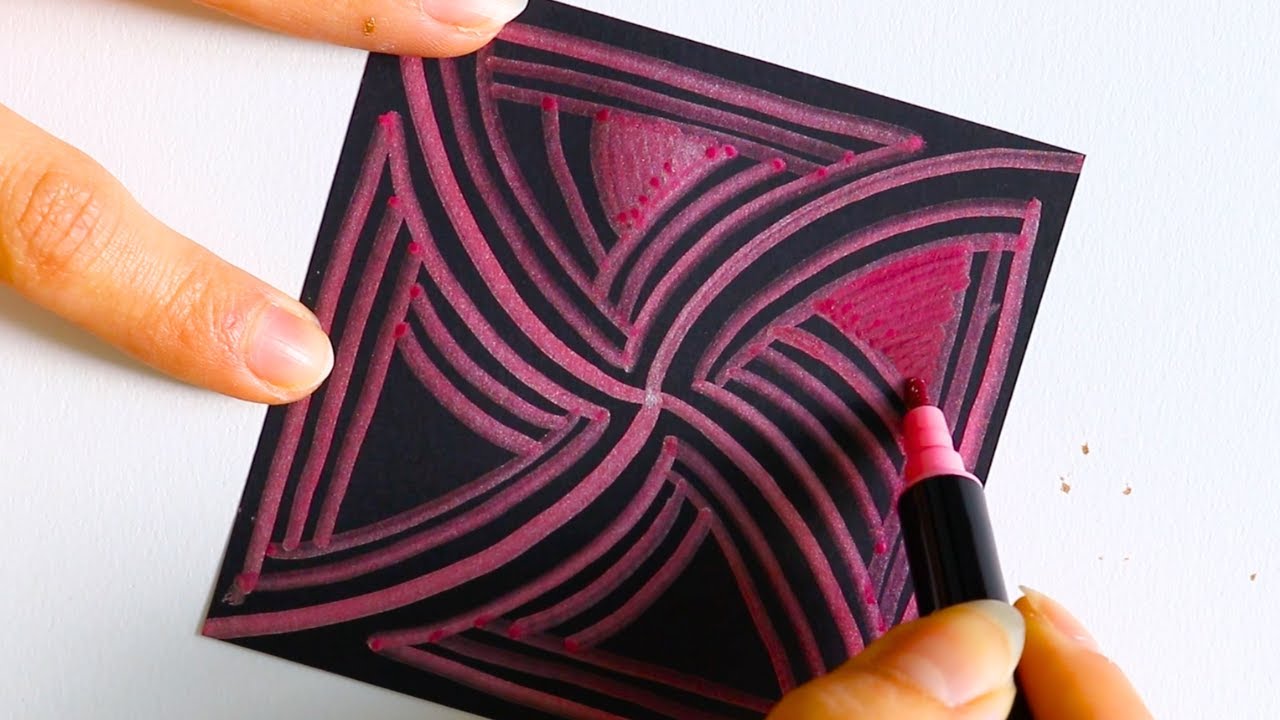 Zentangle acrylic markers 🎨 Relaxing patterns & creative flow - YouTube