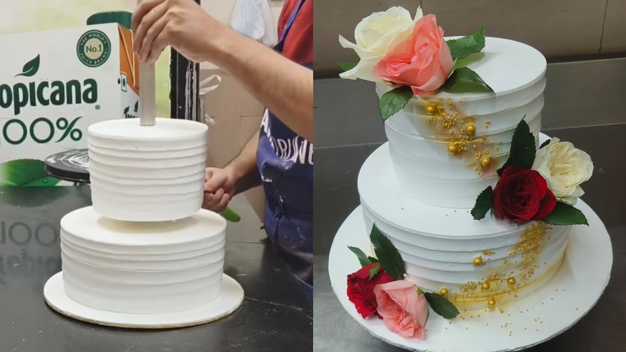 wedding anniversary cake | two tier wedding cake| 4 kg cake design ...