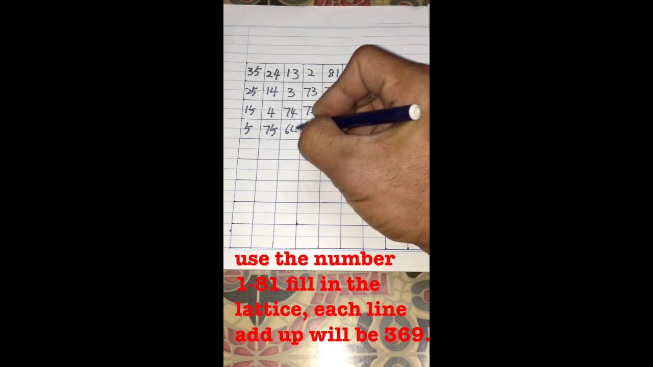 The magic square (9x9) total = 369 - YouTube