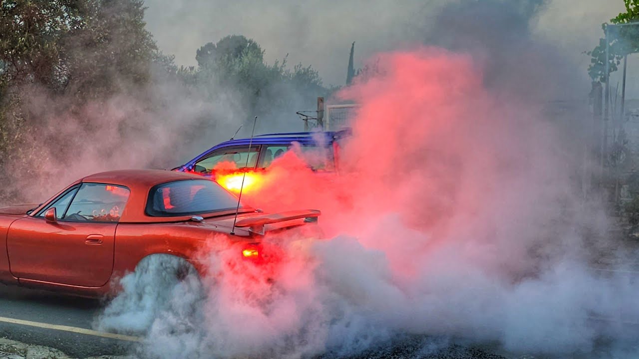 MAZDA MX5 TURBO BURNOUT || CYPRUS || 4K HD || 100% PURE SOUND - YouTube