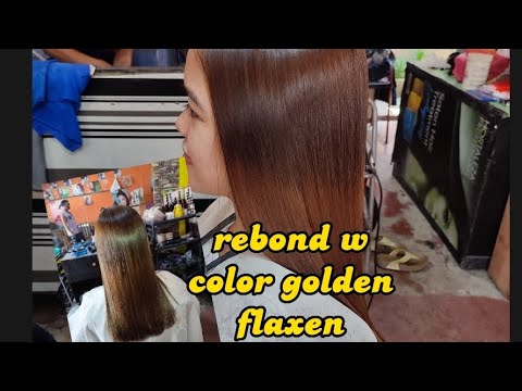 REBOND W COLOR GOLDEN FLAXEN #rebond #coloringhair #goldenflaxen - YouTube