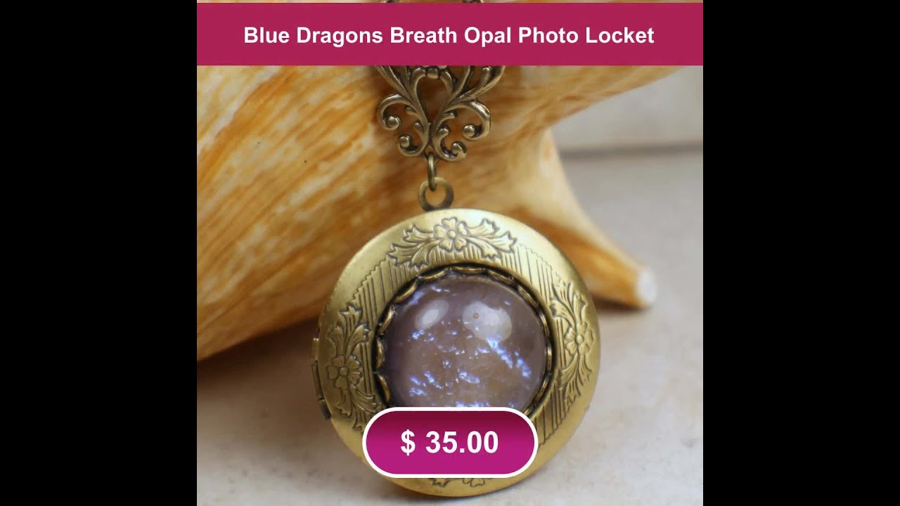 Blue Dragons Breath Opal Photo Locket - YouTube