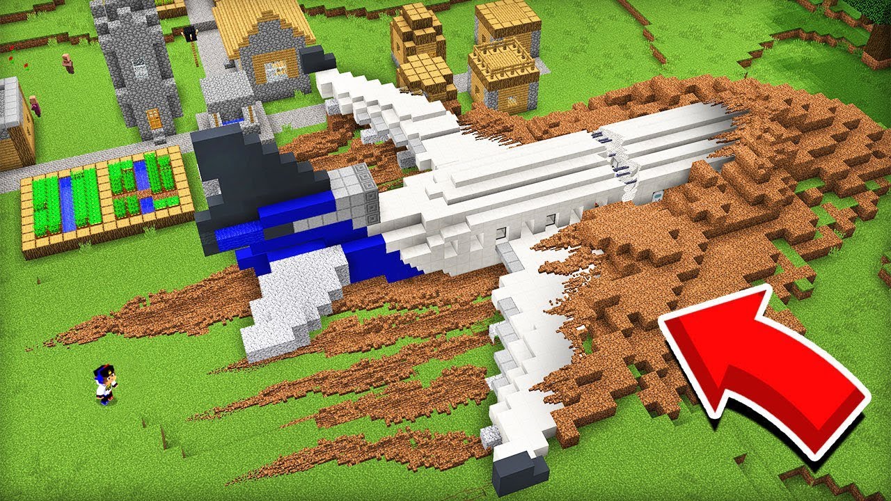 VILLAGER FELL ON A PLANE To The VILLAGE in Minecraft Challange - YouTube