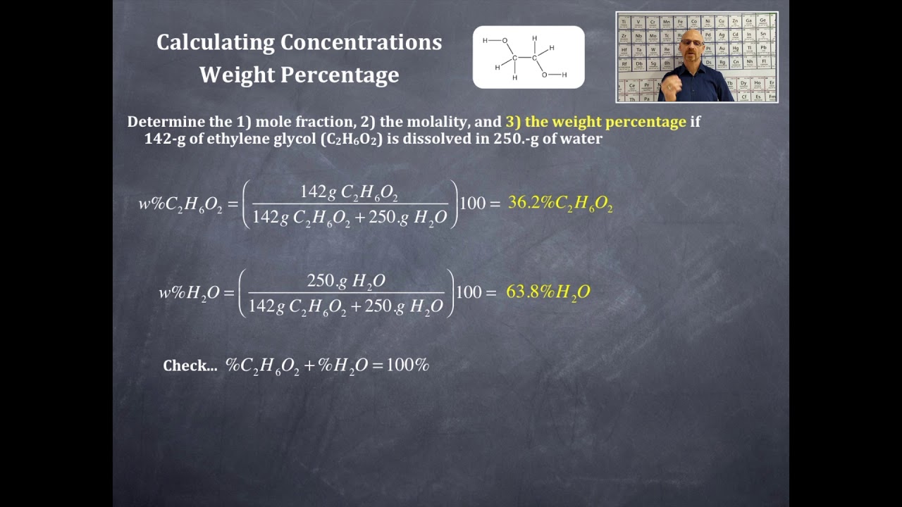 Solutions 6: Calculating Concentrations Weight Percentage - YouTube