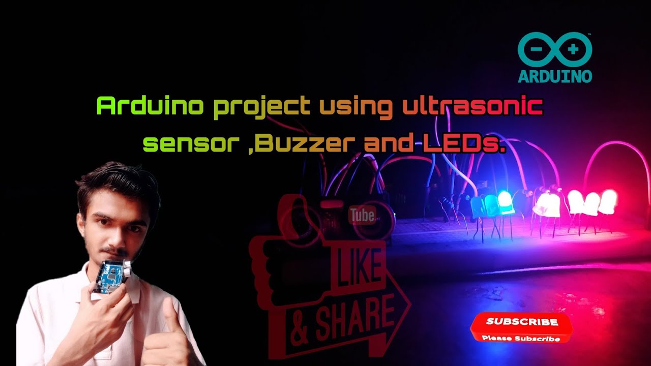 Distance meter with 8 LEDs and buzzer using ARDUINO MEGA and ultrasonic ...