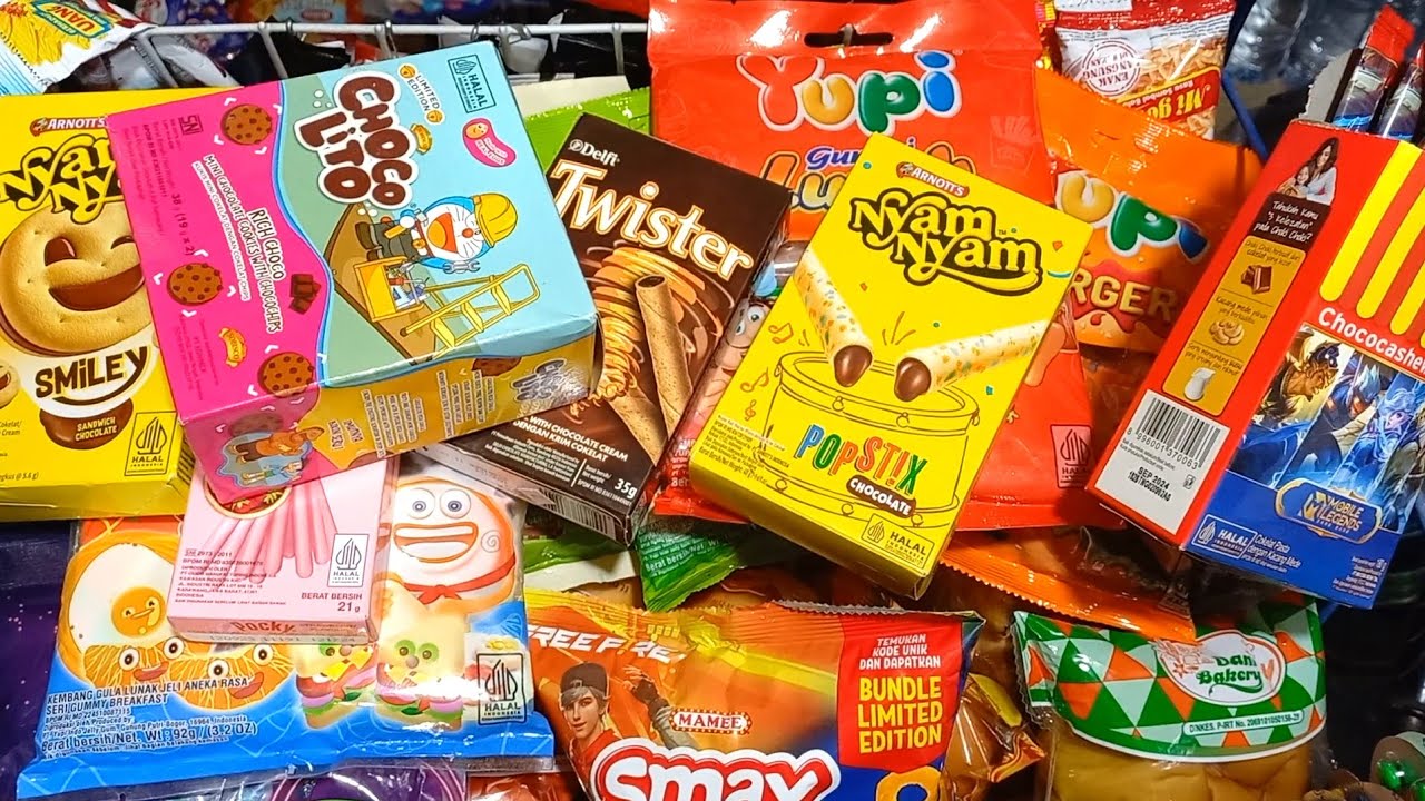 jajan snack enak permen lollipop yupi nyamnyam twister taro net pocky ...
