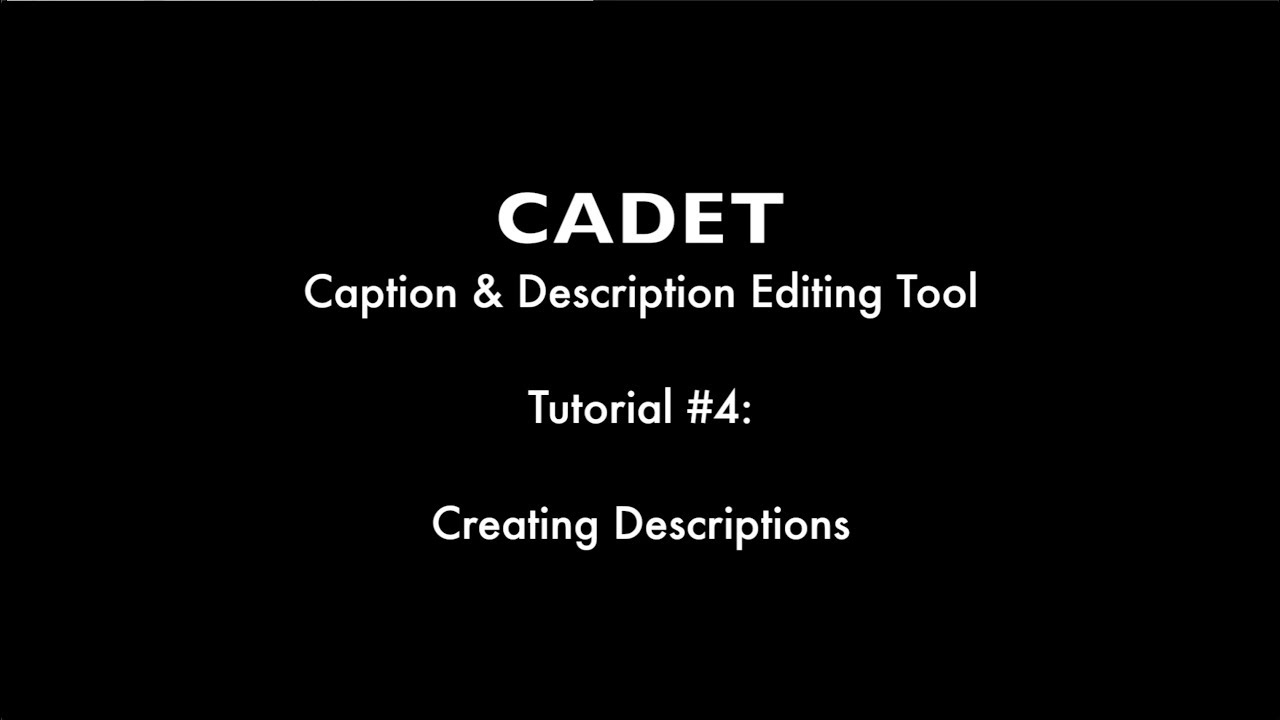 CADET Tutorial #4 - Creating Descriptions - YouTube