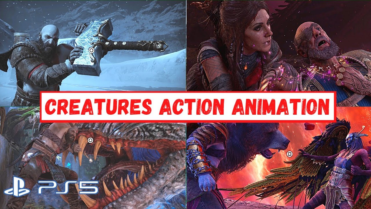 All Creatures Fight Action Scene Animation - GOD OF WAR RAGNAROK - PS5 ...