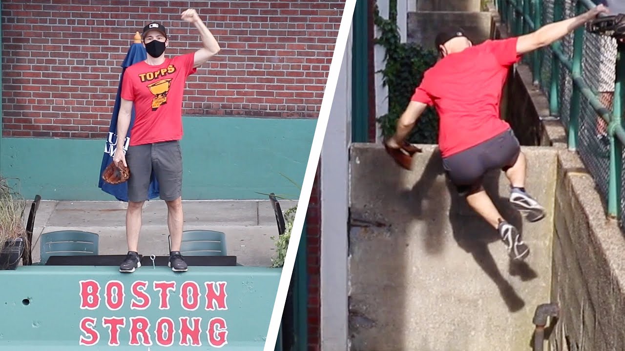 More crazy baseball action OUTSIDE Fenway Park - YouTube
