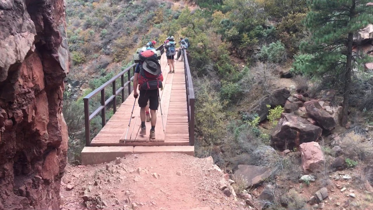 Red Wall Bridge on North Kaibab Trail Grand Canyon National Park - YouTube