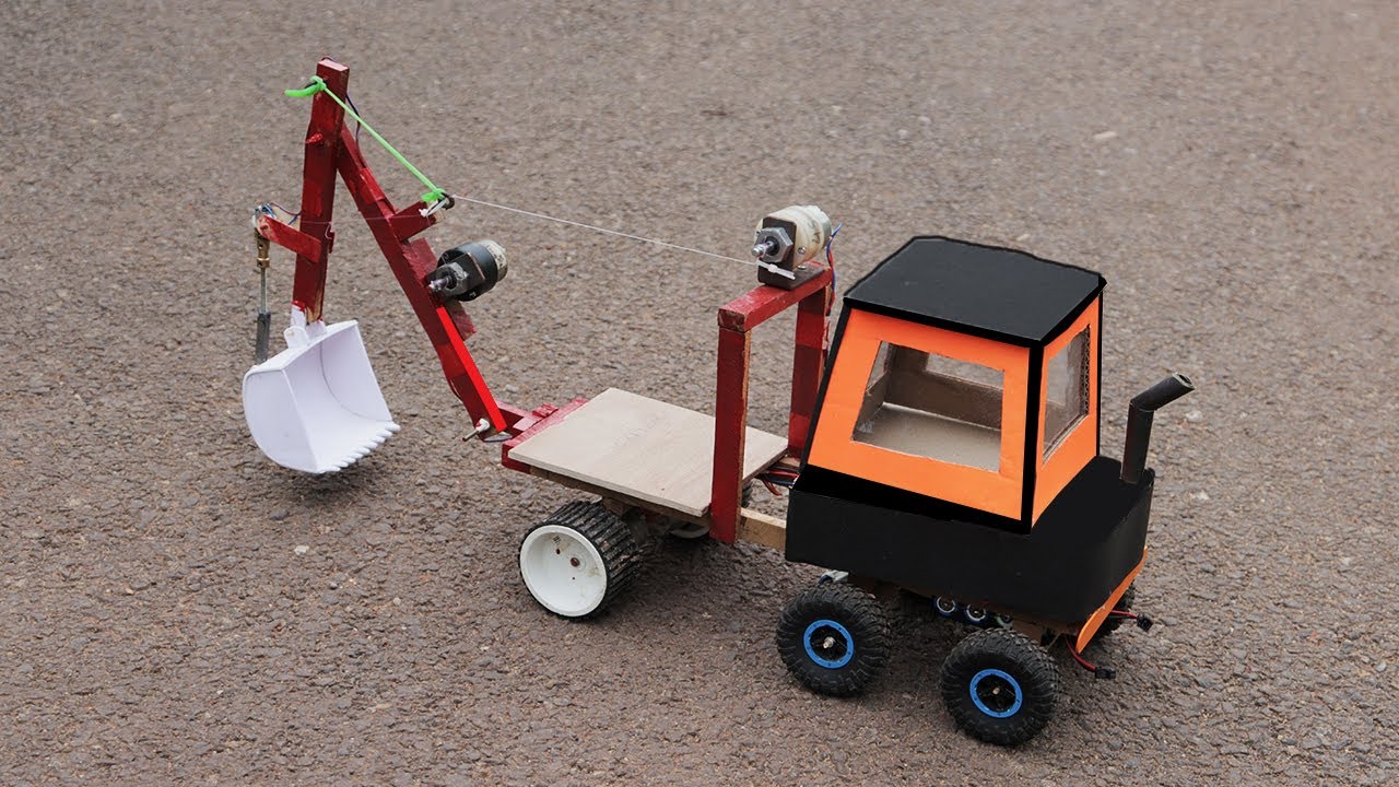 Science Project Make DC Motor RC Controlled Mechanical JCB / Science Experiment Electric JCB ...