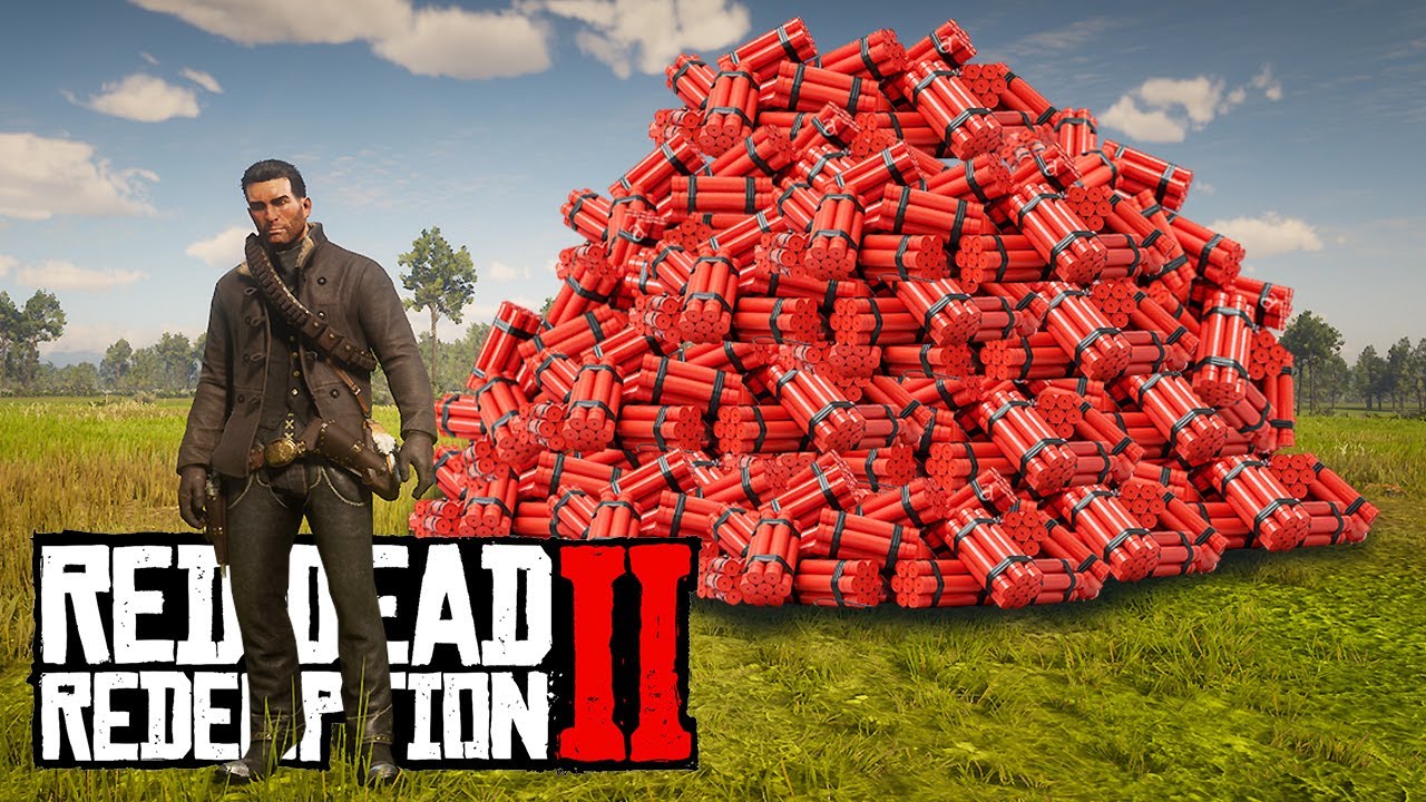 Red Dead Redemption 2 BREAKING THE GAME WITH DYNAMITE TNT! - YouTube