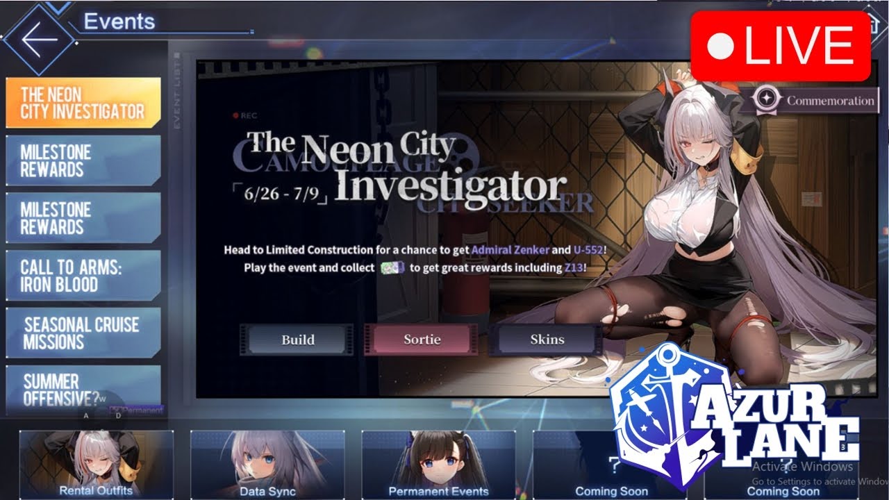 #7 6/26-7/9 The Neon City Investigator | Lv.106【Azur Lane】 - YouTube