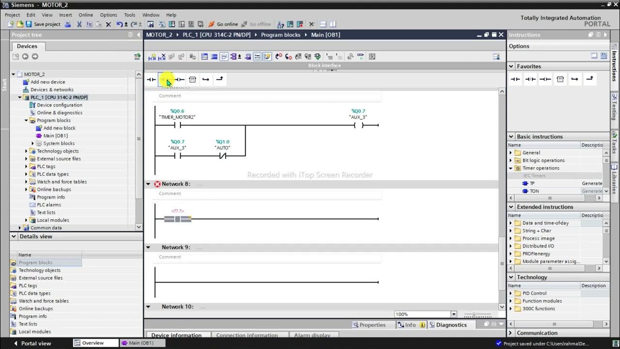 TIA PORTAL [ TWO ELECTRICAL MOTOR WORK IN SEQUENCE ] PROGRAMMING - YouTube