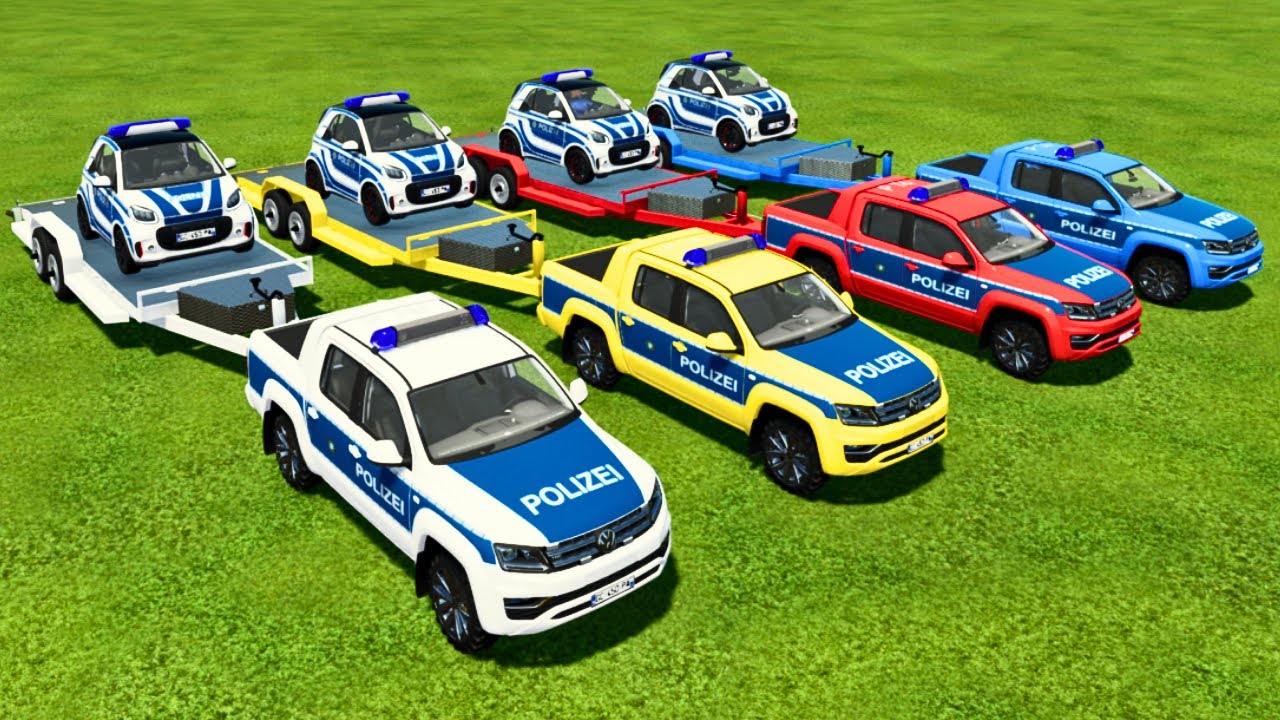 SMART MINI POLICE CARS TRANSPORTING WITH VOLKSWAGEN POLICE CARS TO THE ...