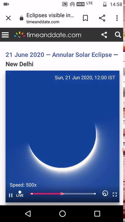 Anullar Solar Eclipse {Simulation} New Delhi 21 June 2020 India - YouTube