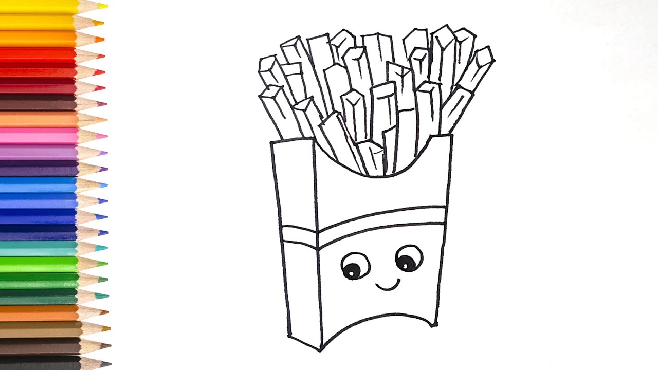 How to Draw French Fries | Easy Drawing & coloring for kids - YouTube